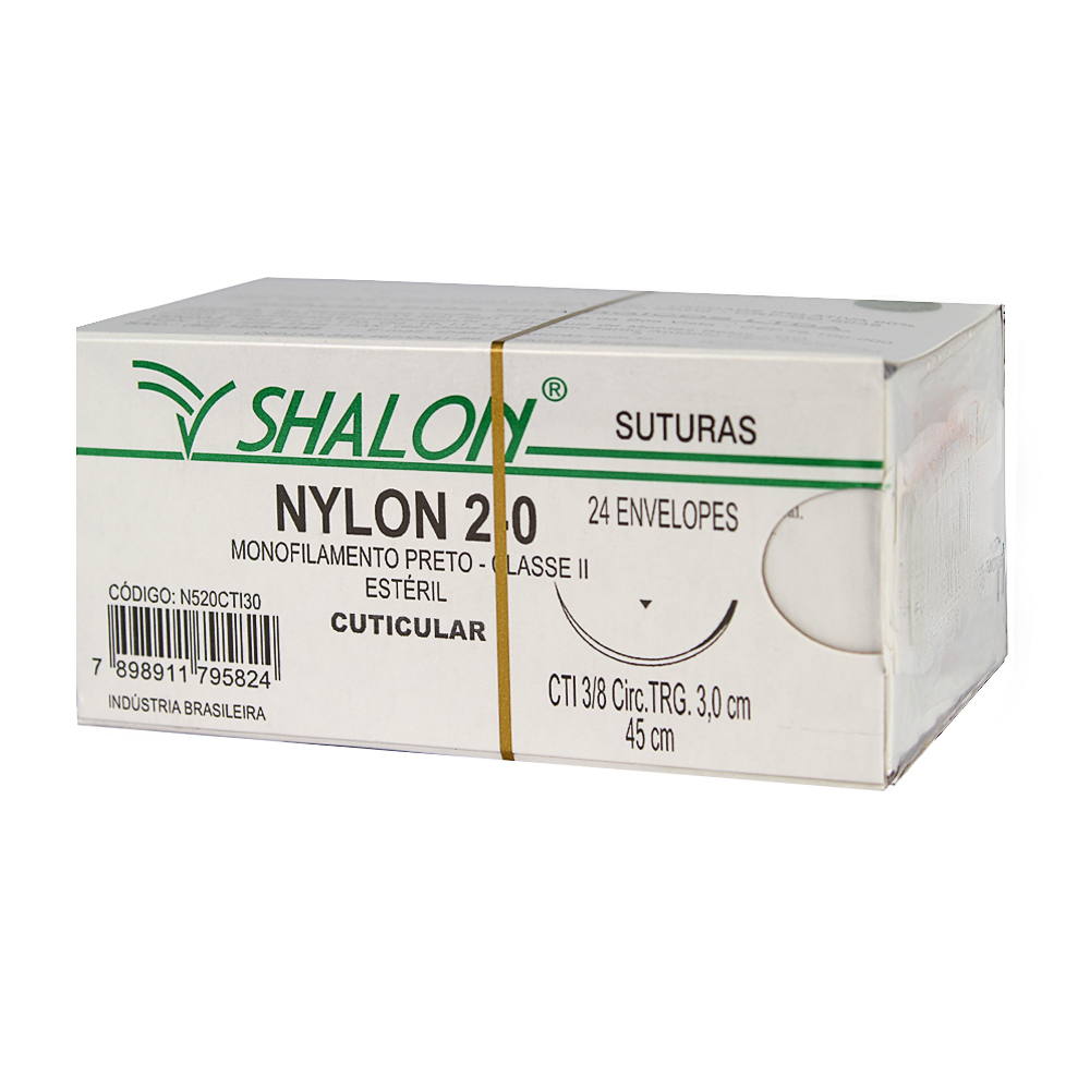 nylon 2,0 monofilamento preto -classe ii esteril , conecta lab